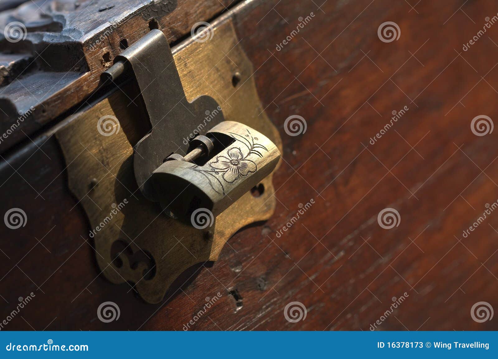 Antique box and lock stock image. Image of brass, close - 16378173