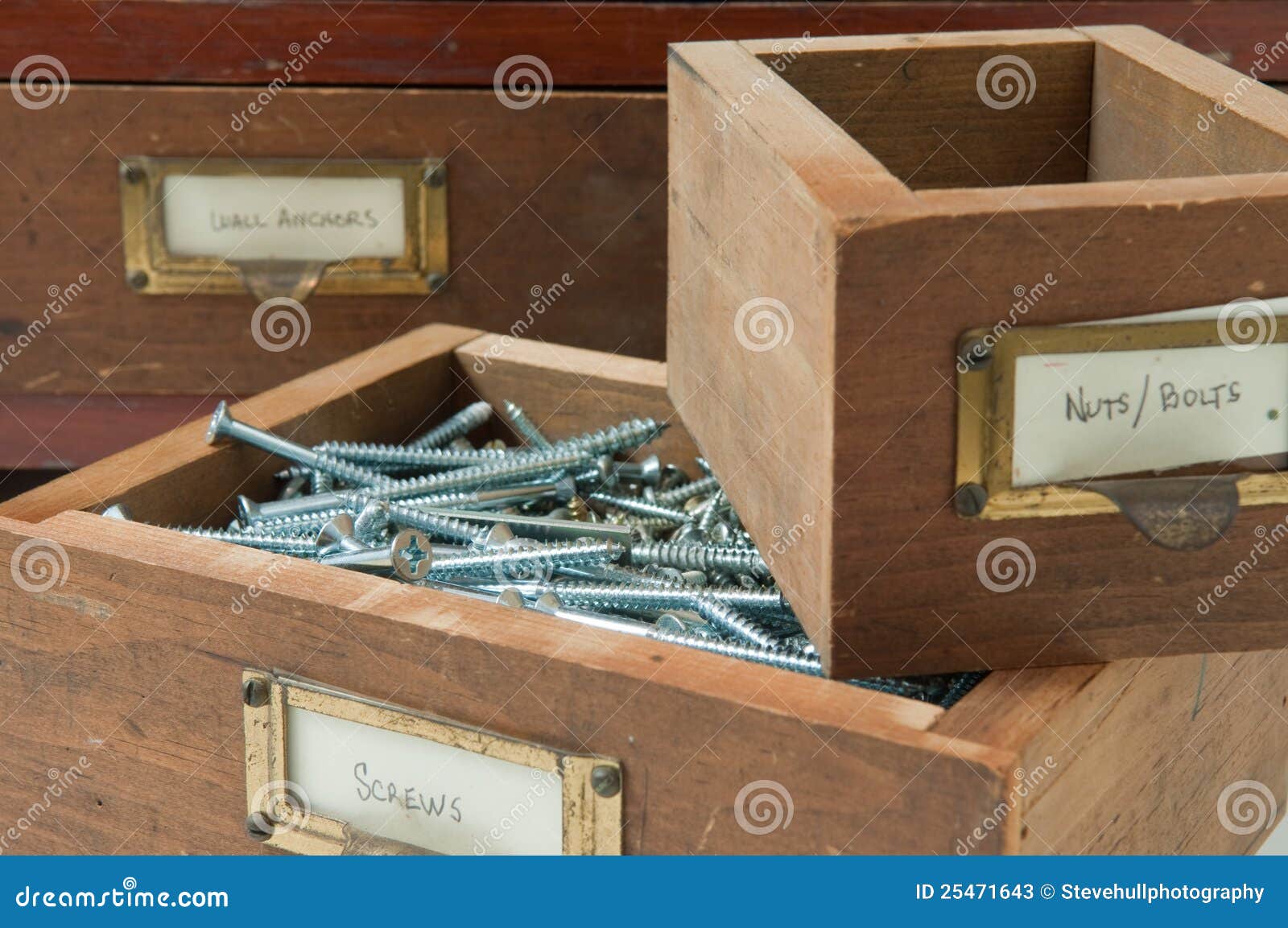 Antique Box of Screws stock image. Image of hardware - 25471643