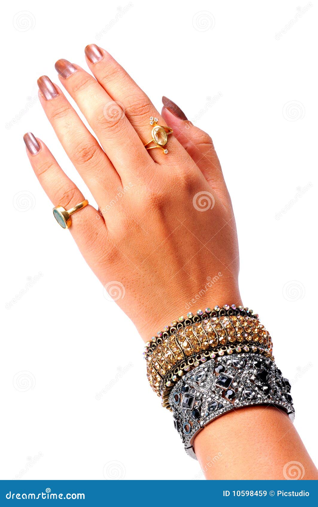 Antique bracelet stock image. Image of metal, white, hand - 10598459