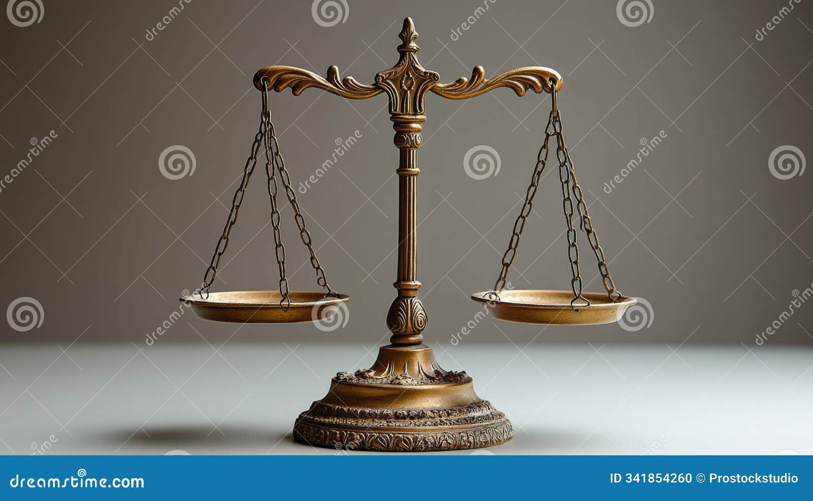 Antique Brass Balance Scale with Chains Displayed Against a Neutral ...