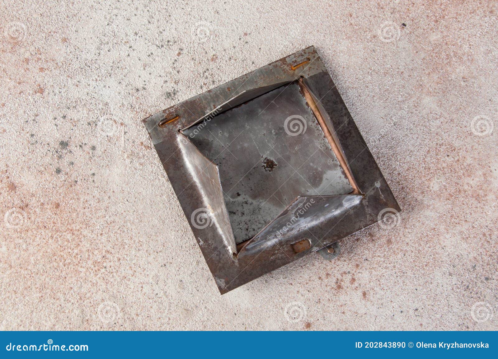 Antique Brass Chimney Flap on Gray Oncrete Background Stock Photo ...
