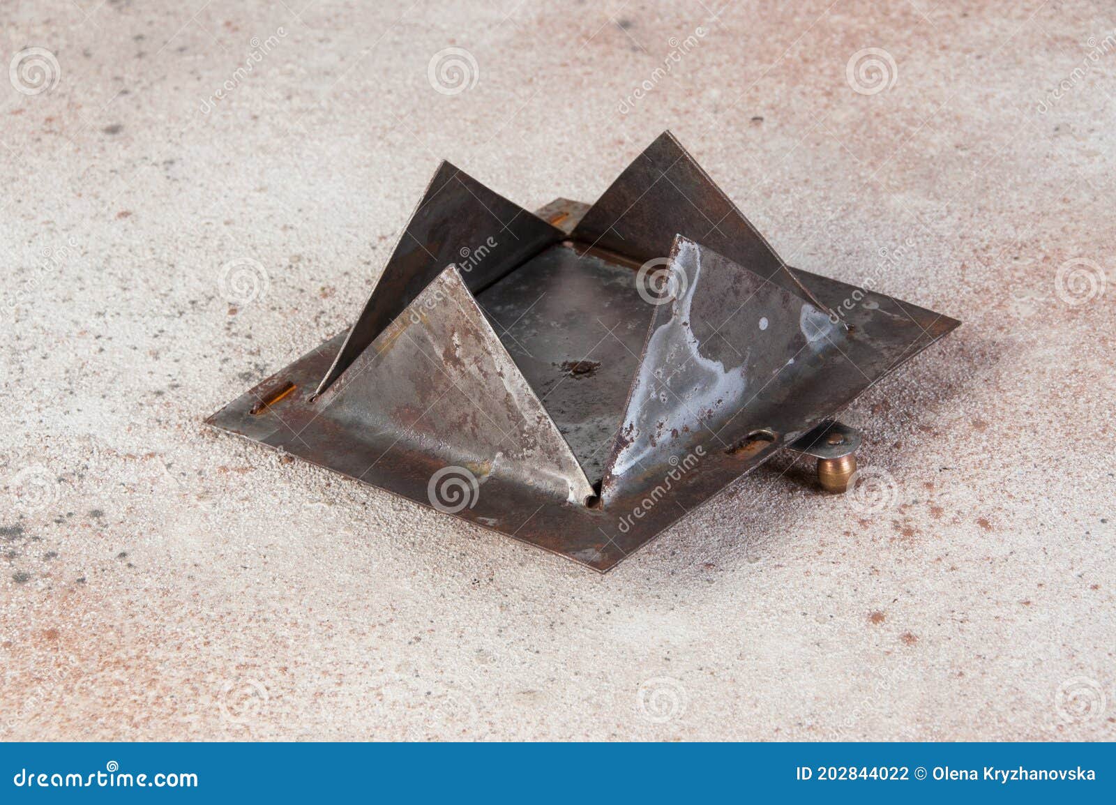 Antique Brass Chimney Flap on Gray Oncrete Background Stock Photo ...