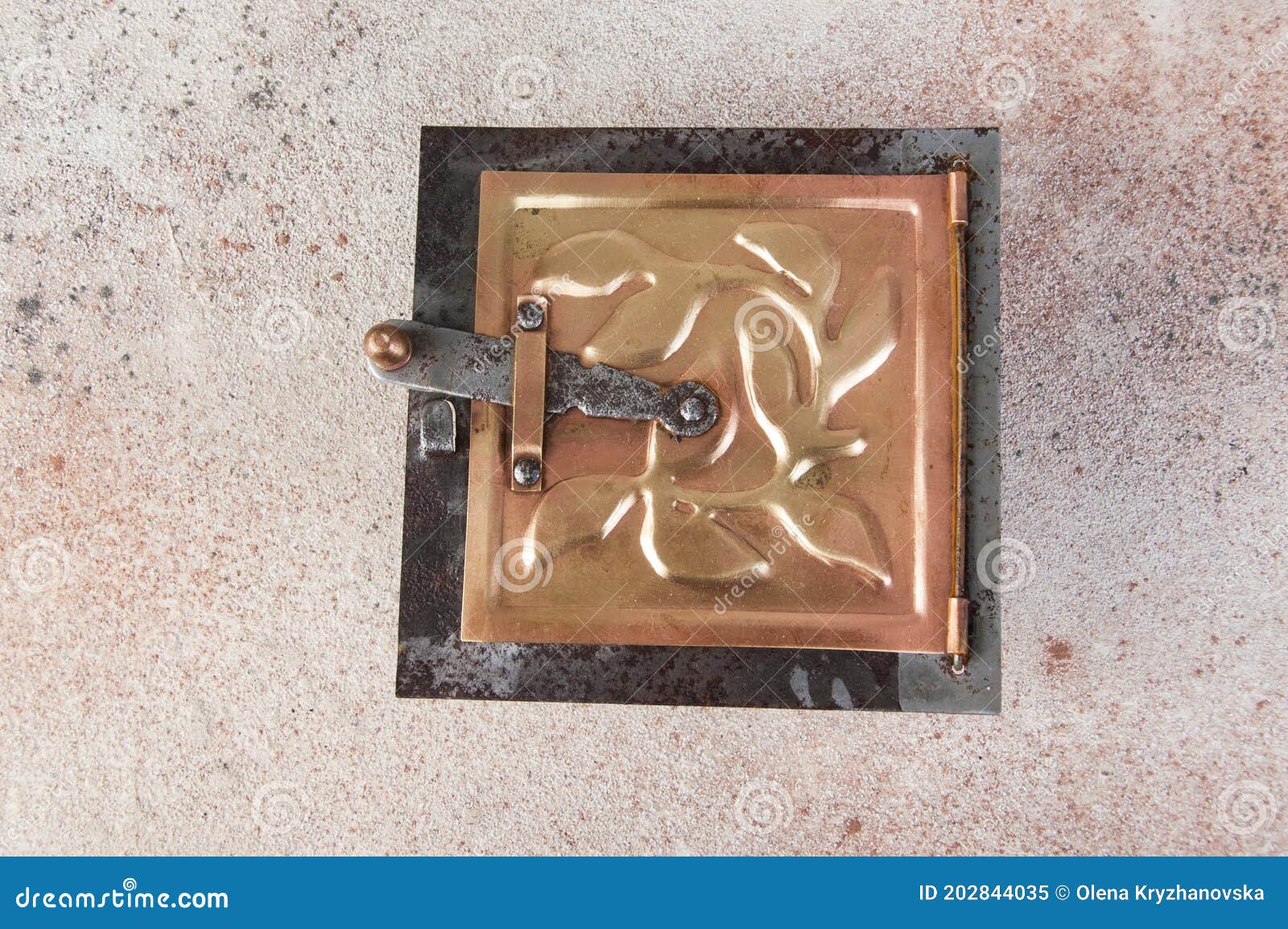 Antique Brass Chimney Flap on Gray Oncrete Background Stock Image ...