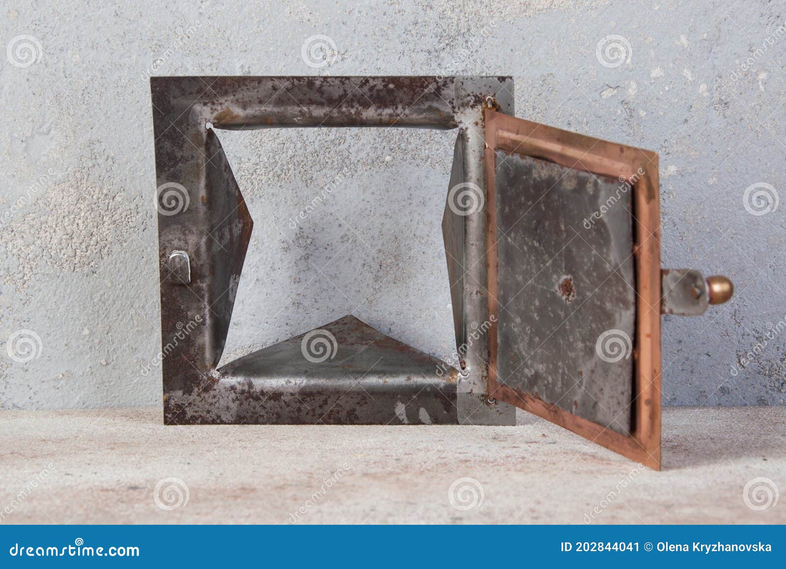 Antique Brass Chimney Flap on Gray Oncrete Background Stock Image ...