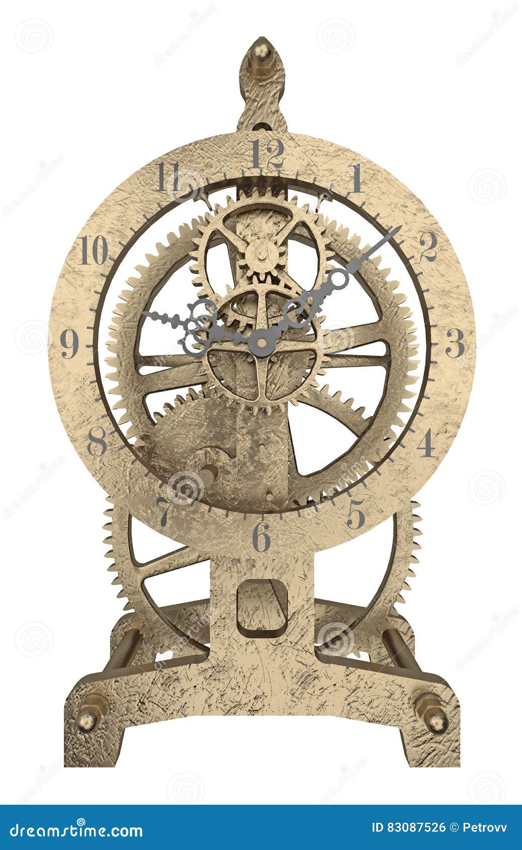Antique Brass Clock 3d Rendering Stock Illustration - Illustration of ...