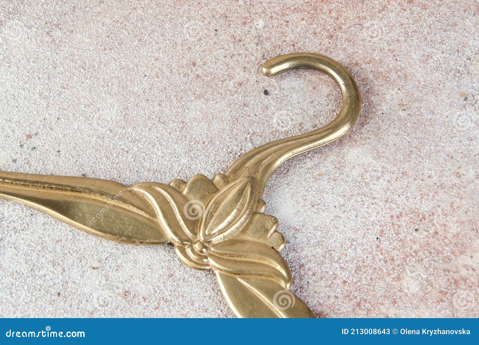 Antique Brass Clothes Hanger Stock Image - Image of horizontal, closeup ...