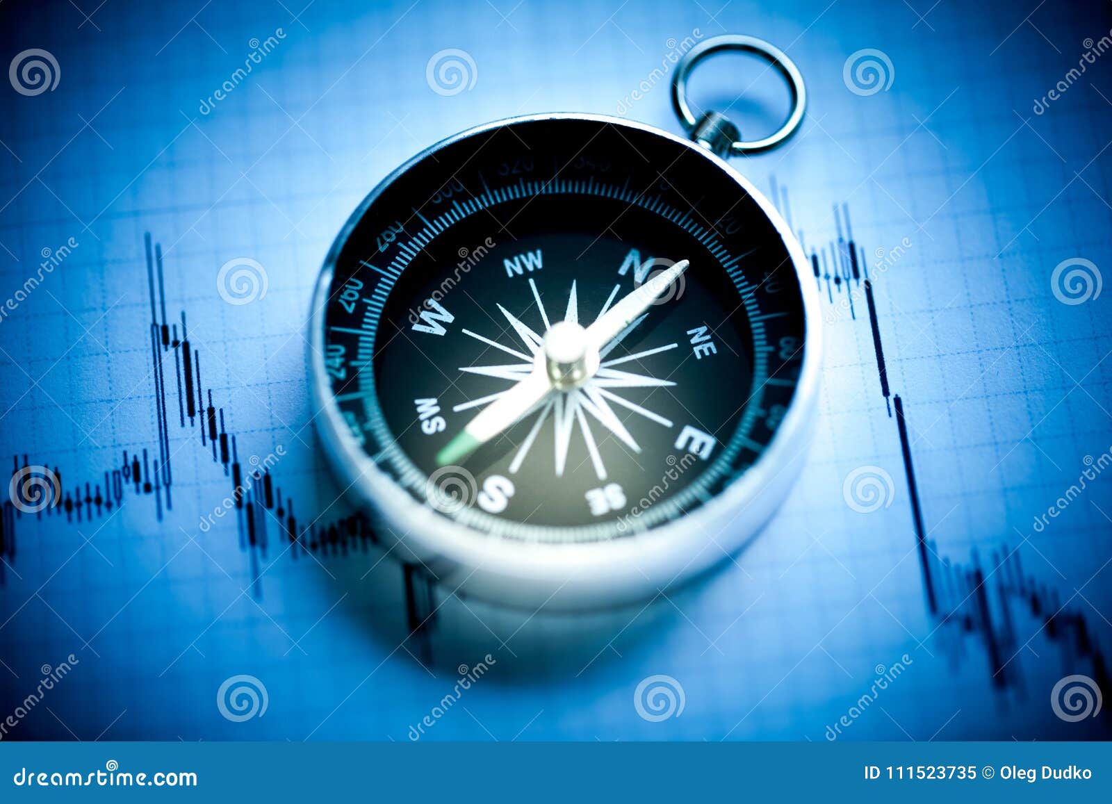 Compass on Business Graphs and Charts Stock Image - Image of chart ...