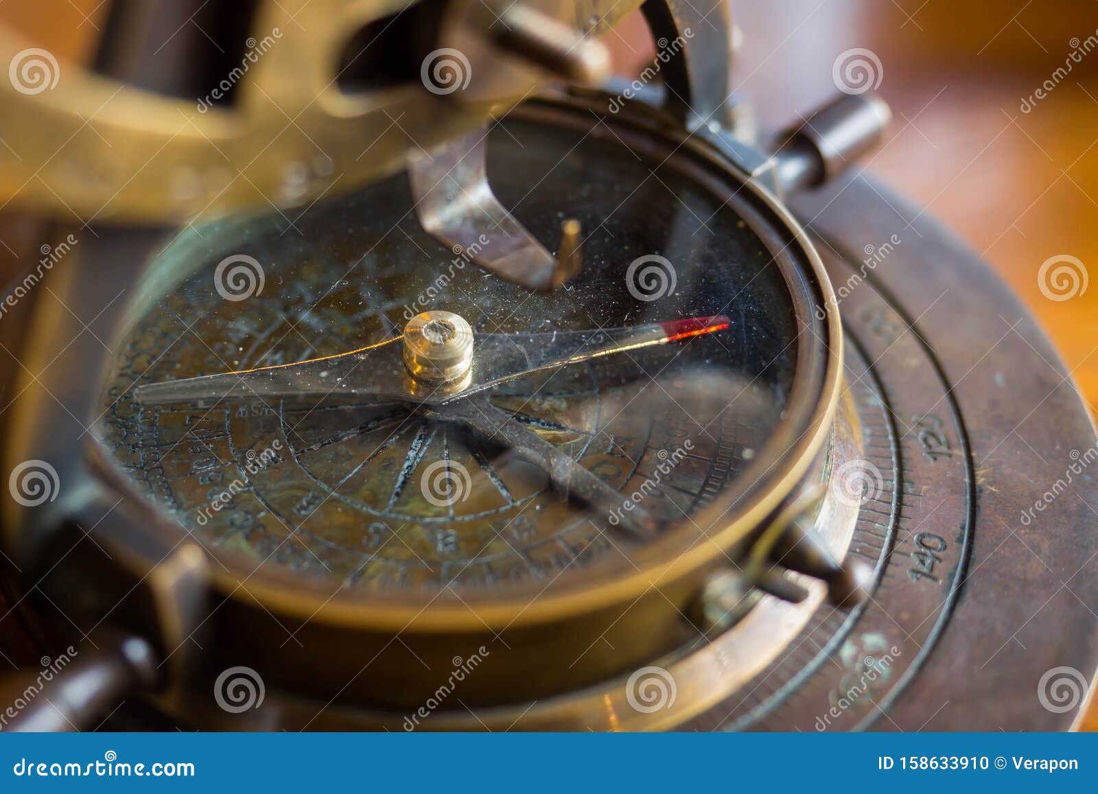 Antique brass compass stock photo. Image of vintage - 158633910