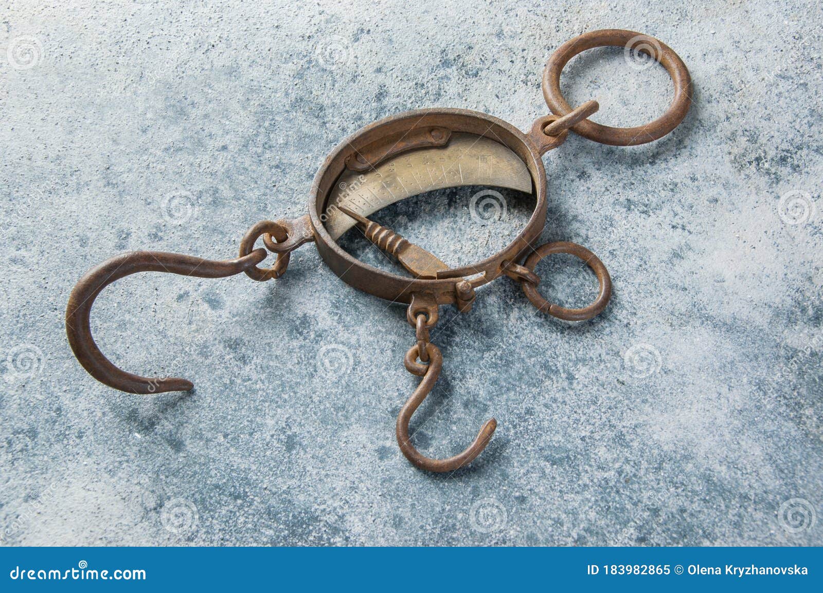 Antique Brass Iron Rusty Hand Scales with Hooks Stock Image - Image of ...