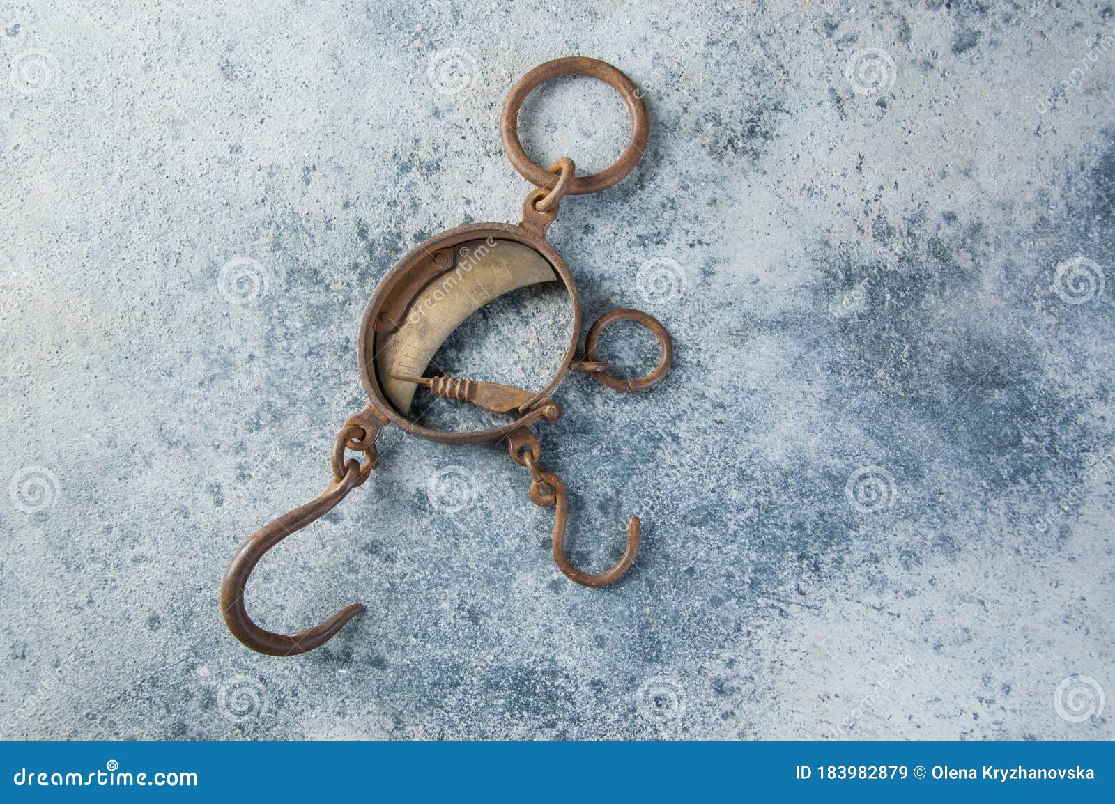 Antique Brass Iron Rusty Hand Scales with Hooks Stock Image - Image of ...