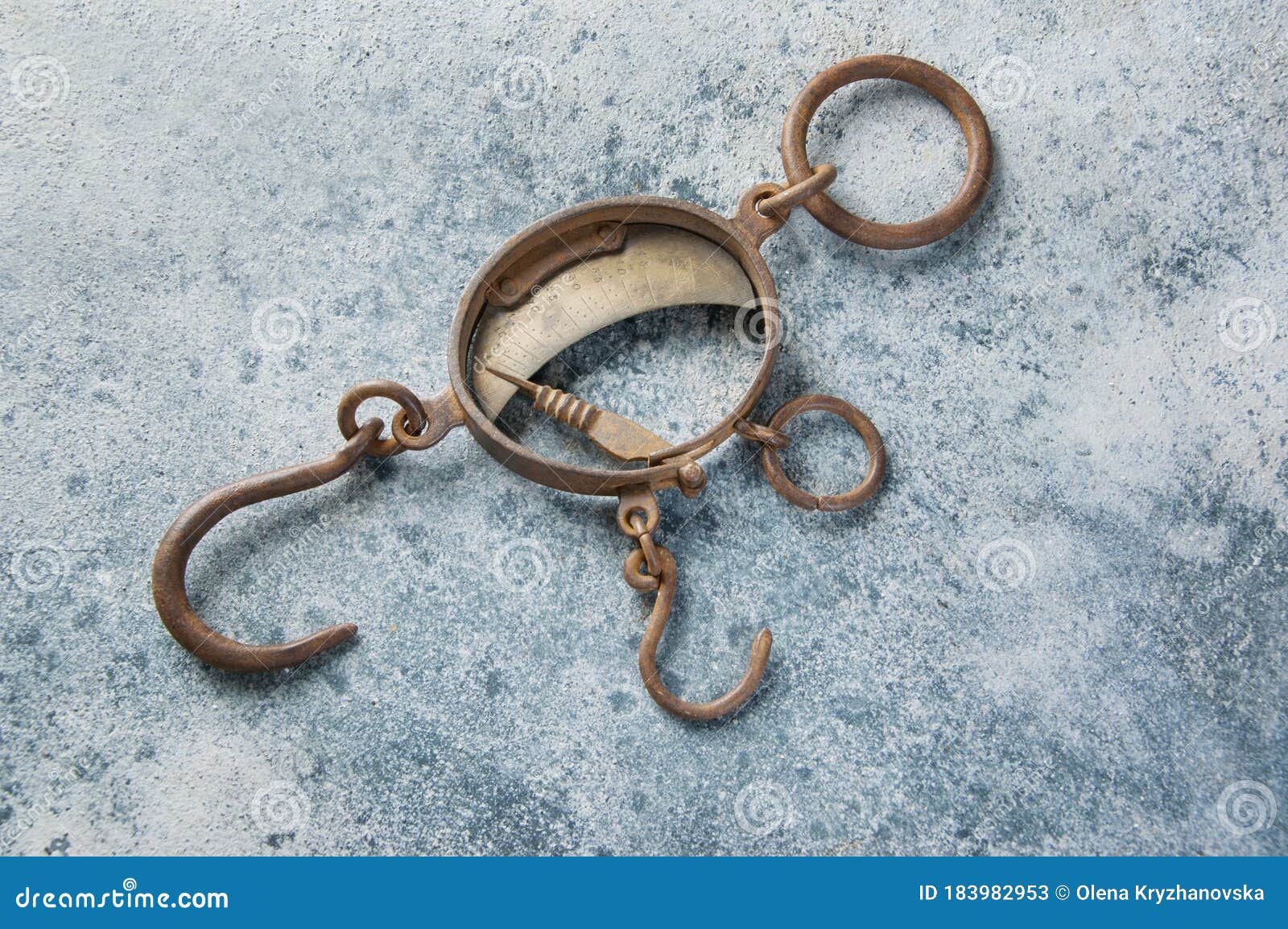 Antique Brass Iron Rusty Hand Scales with Hooks Stock Image - Image of ...