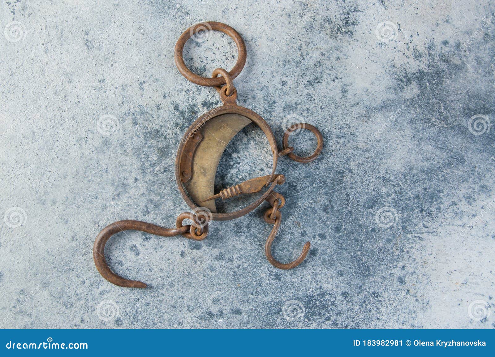 Antique Brass Iron Rusty Hand Scales with Hooks Stock Image - Image of ...