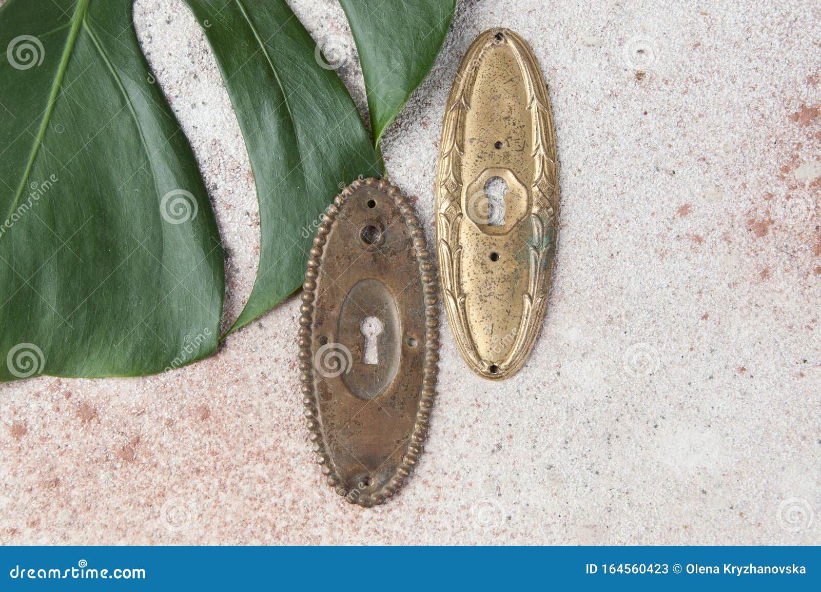 Antique Brass Keyhole Lock Covers Stock Image - Image of white ...