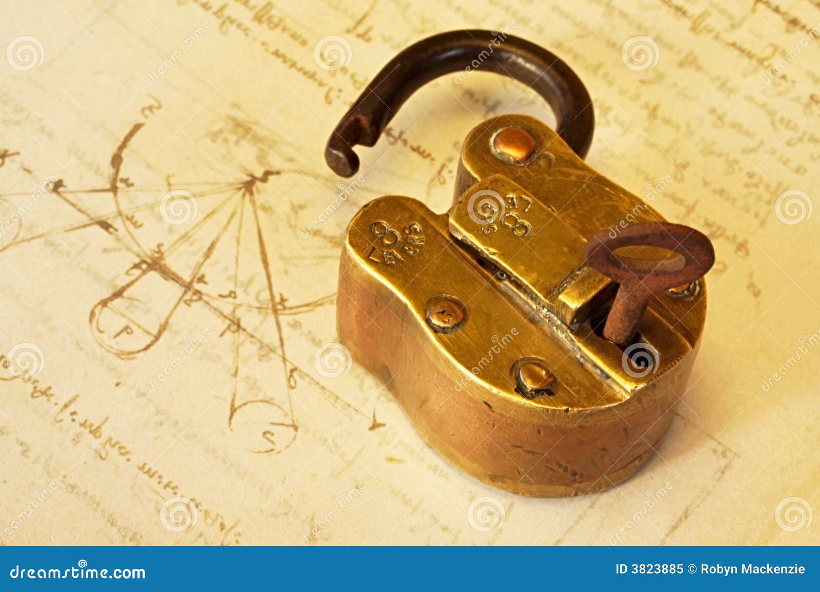 Antique Brass Padlock stock image. Image of aged, rusty - 3823885