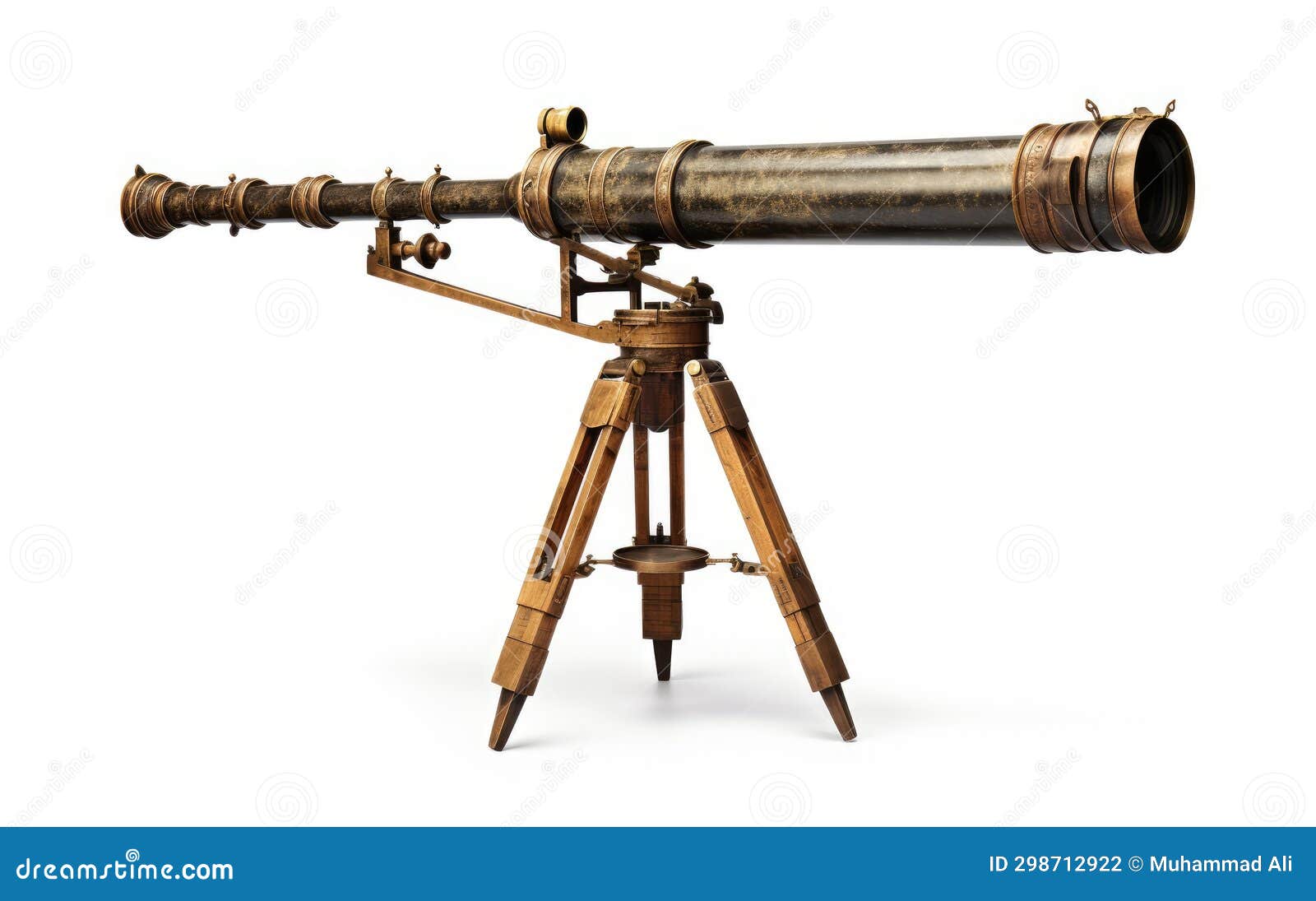Antique Brass Telescope on White Background Stock Photo - Image of ...