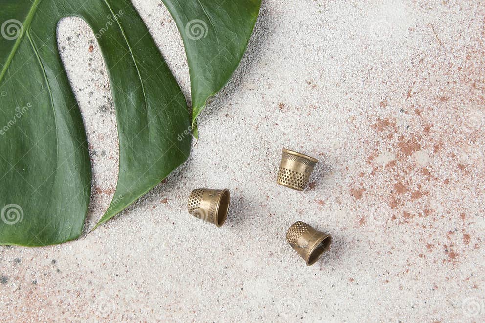 Antique brass thimbles stock image. Image of notions - 164678625