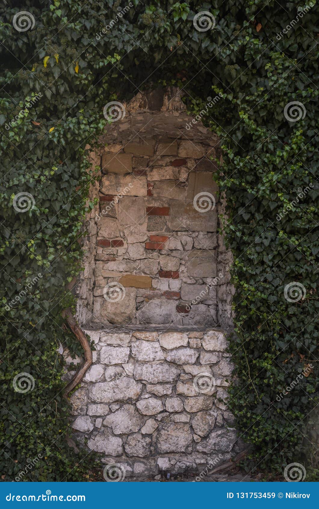 Antique Brick Arch in Grapes Stock Image - Image of lantern, grass ...