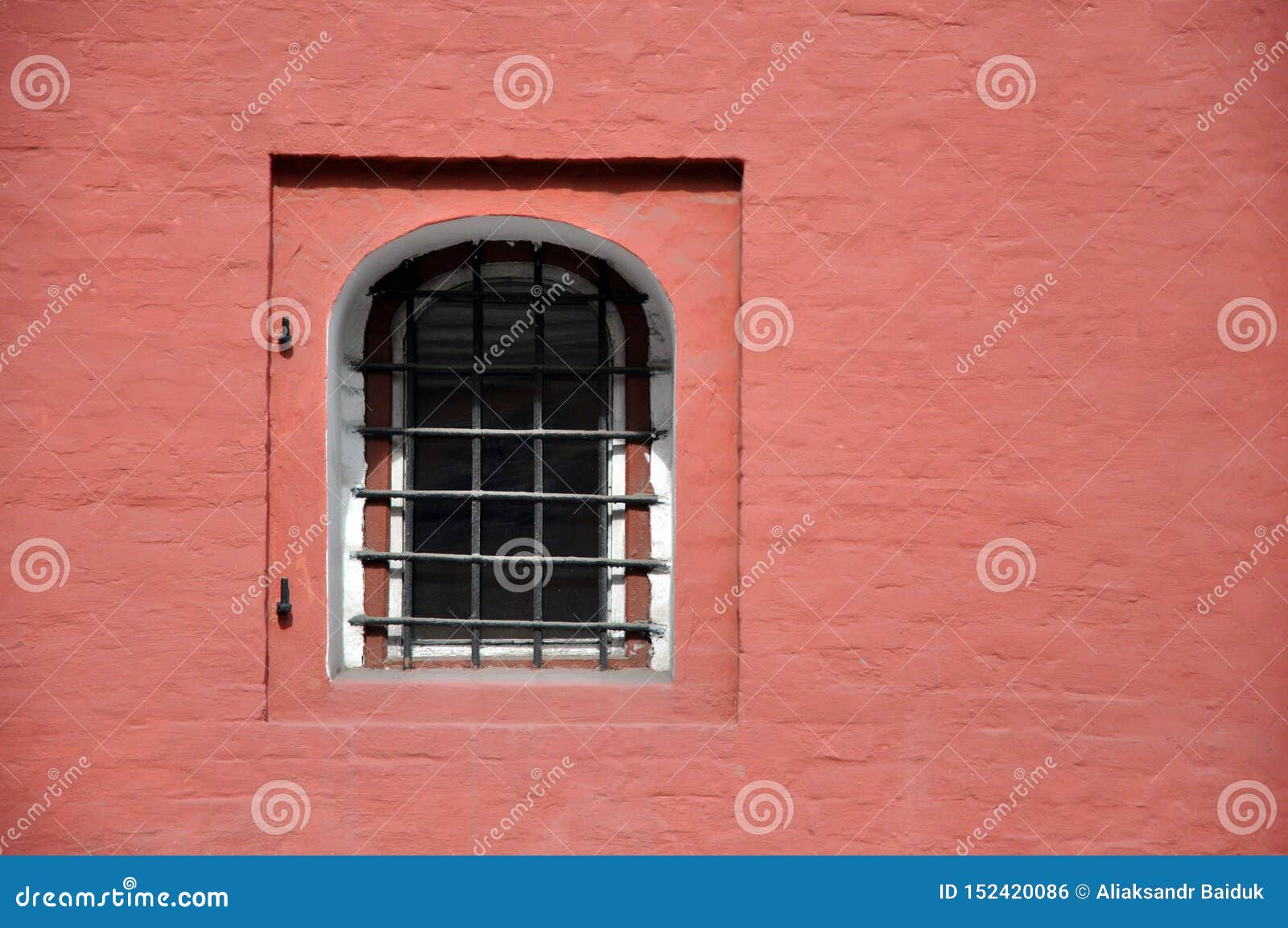 Antique Brick Wall with an Arched Window. Texture Stock Photo - Image ...