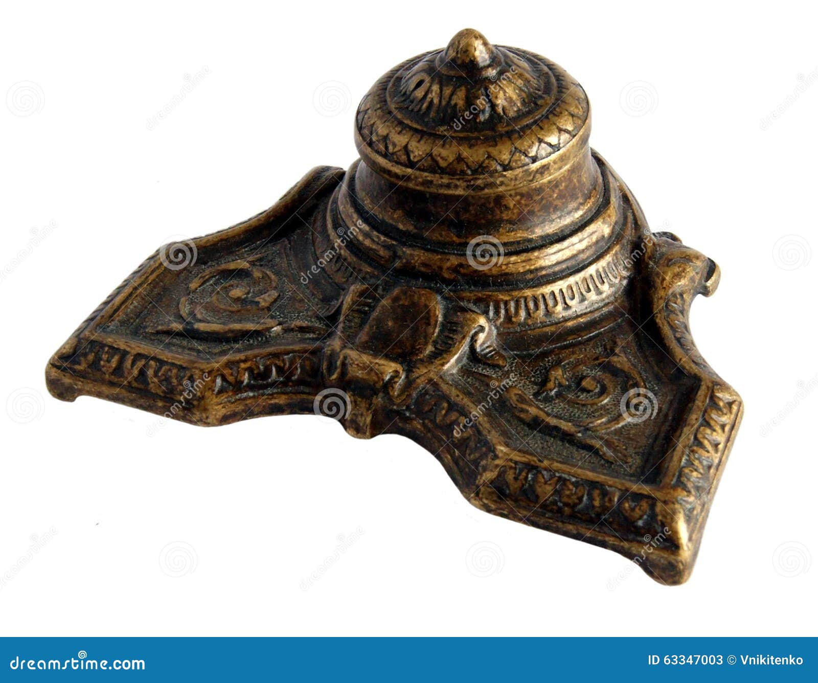 Antique Bronze inkpot stock image. Image of calligraphy - 63347003
