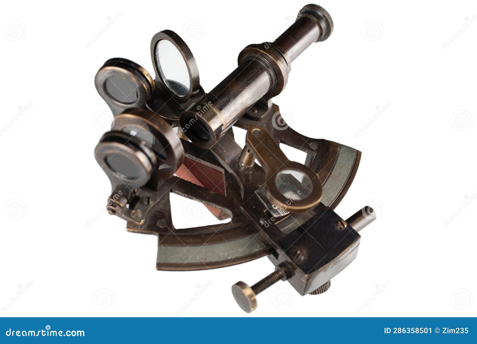 Antique Bronze Sextant on White Background Stock Image - Image of ...