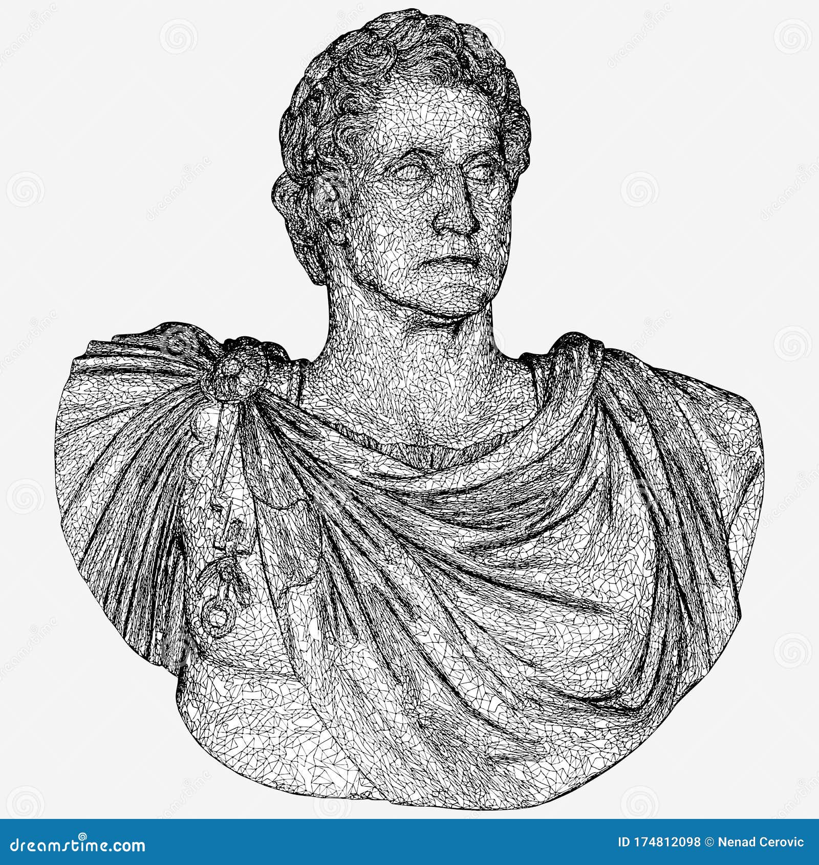 Antique Bust Classical Marble Sculpture Vector. Isolated on Background ...