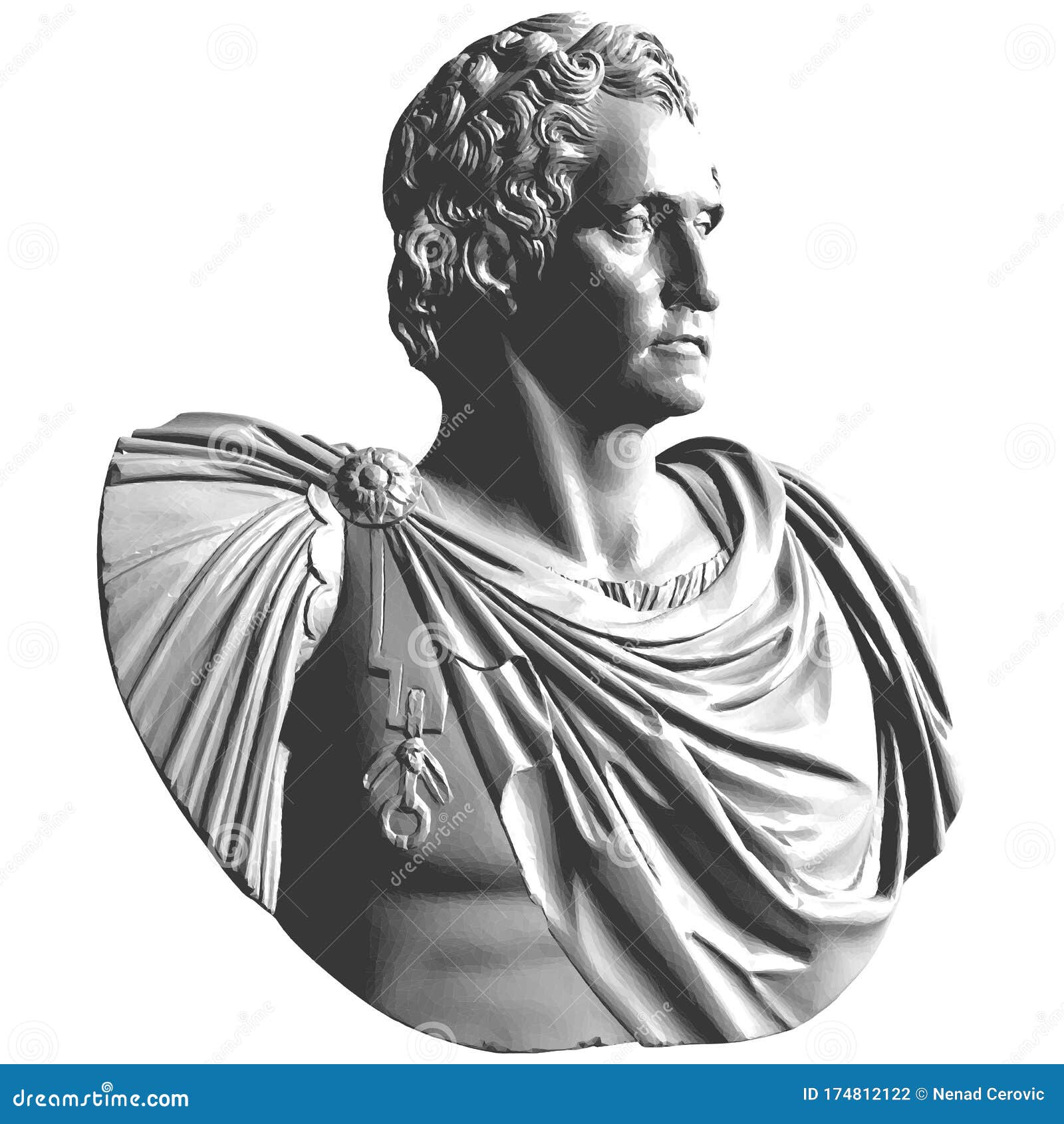 Antique Bust Classical Marble Sculpture Vector. Isolated on Background ...