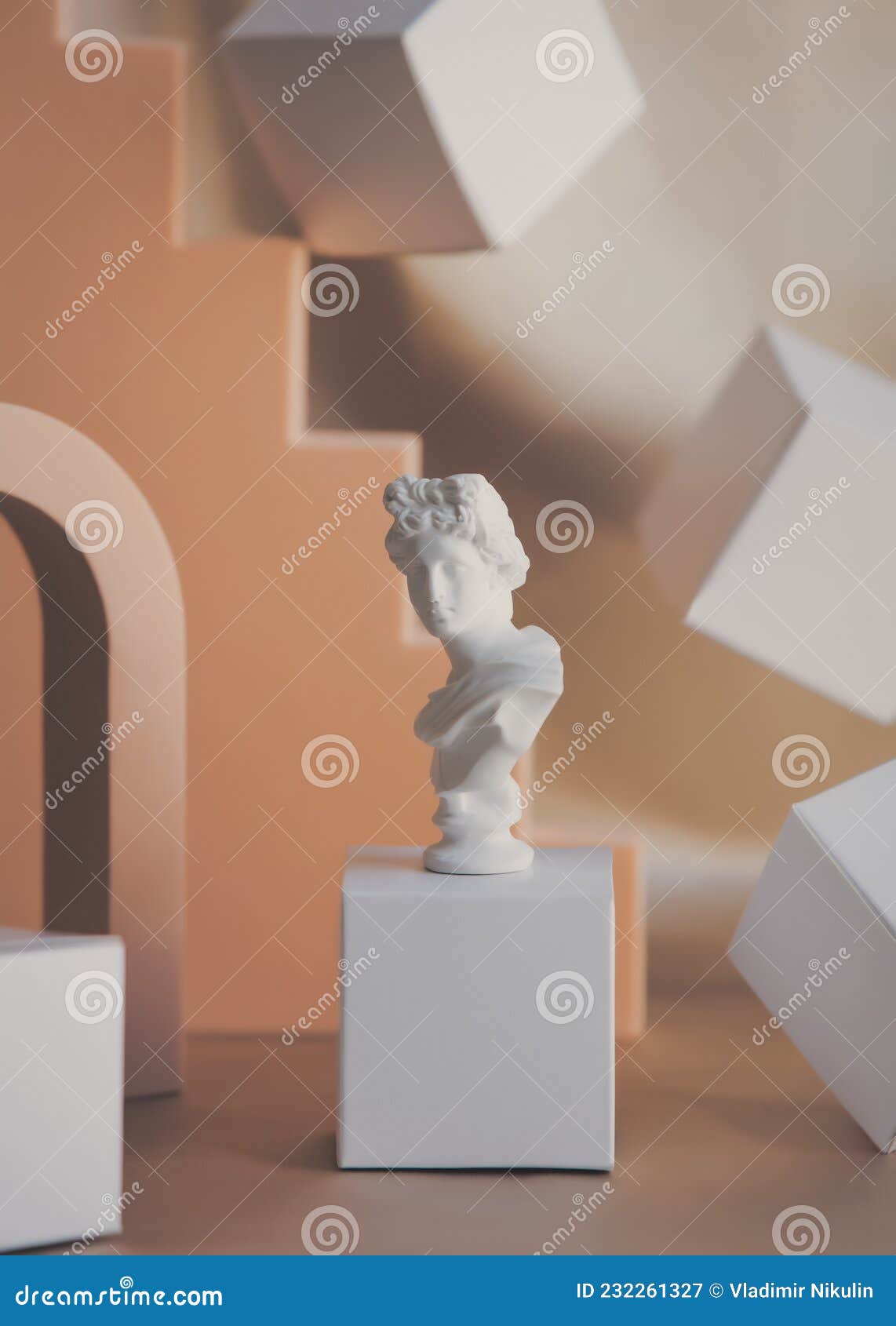 Bust of Male on Stand with Objects Around Stock Image - Image of ...