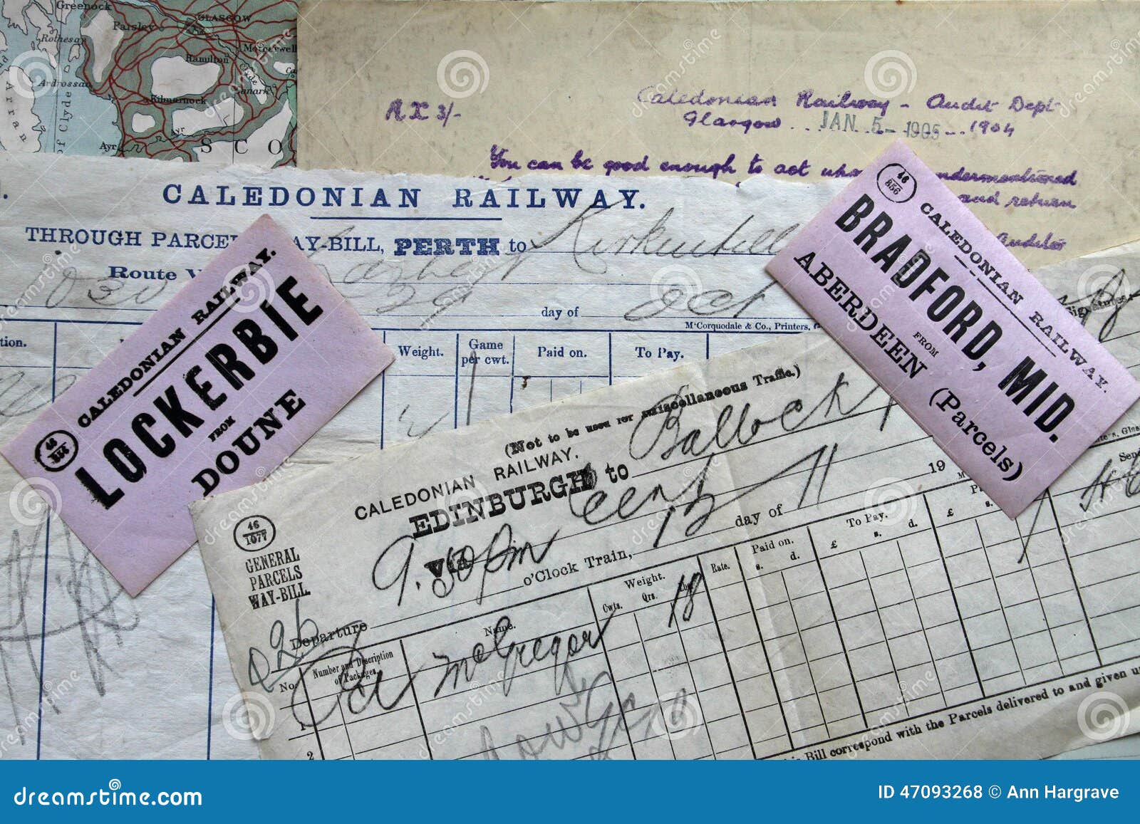 Antique Caledonian Railway Documents. Stock Photo - Image of 1945 ...