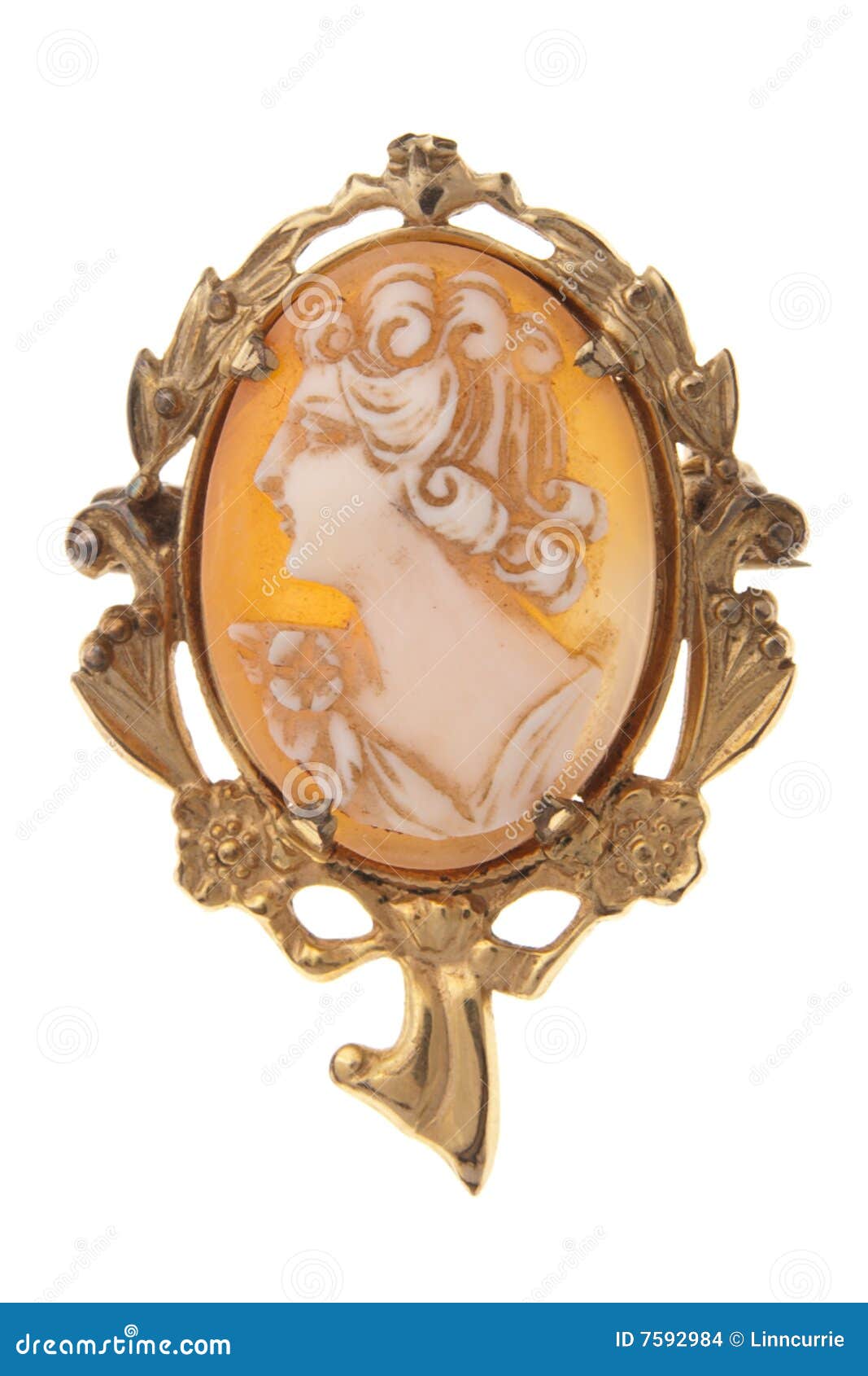 Antique Cameo Brooch Broach Isolated on White Stock Photo - Image of ...