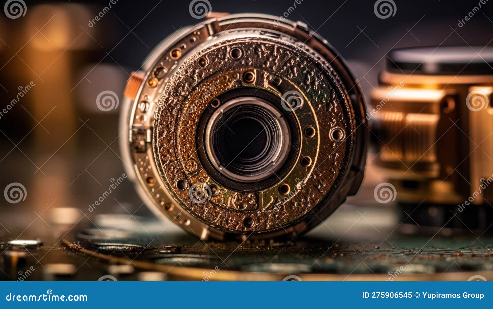 Antique Canon Camera Lens, Shiny Metal Spool Generated by AI Stock ...