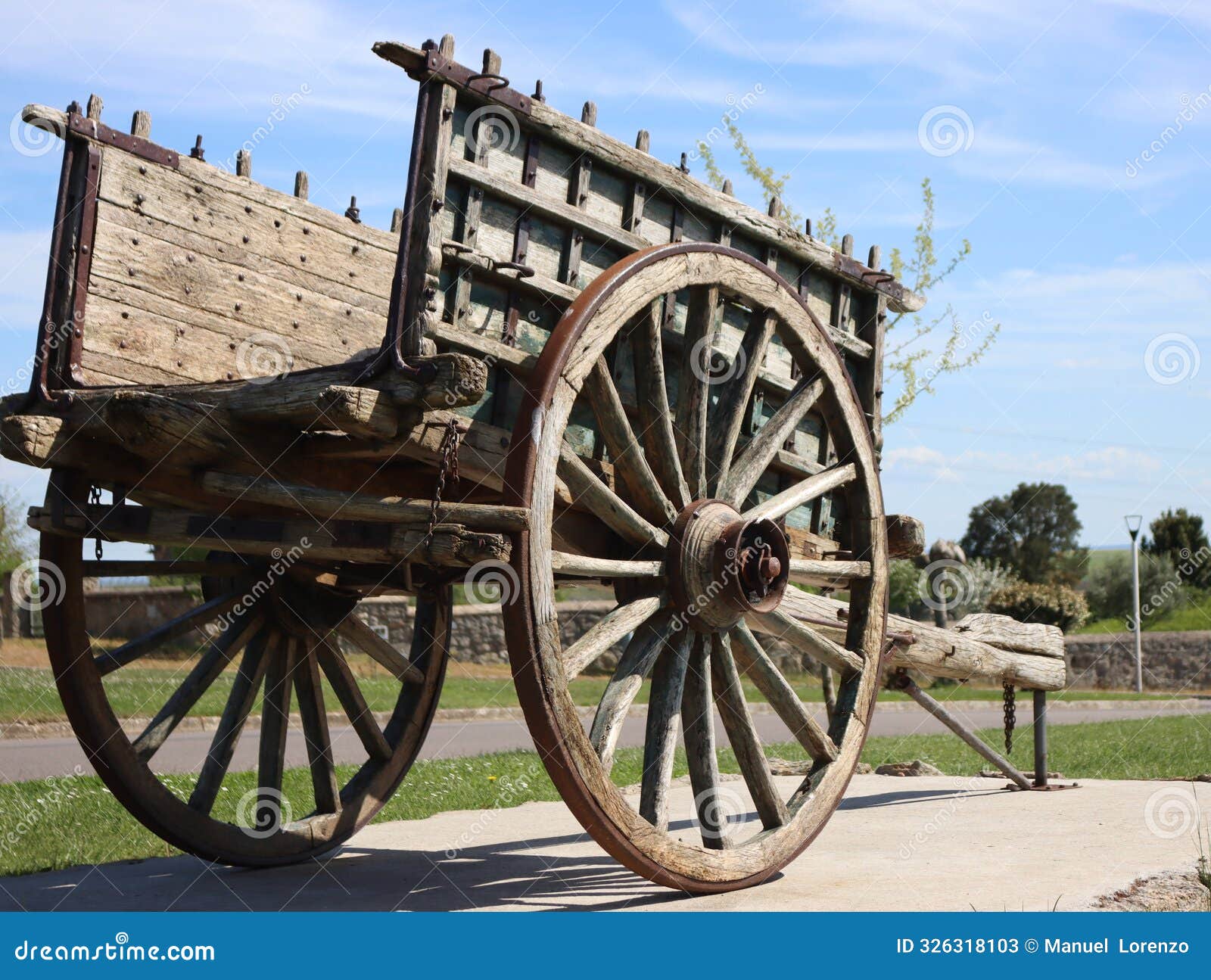 Antique Cart Pulled by Animals Battered Eroded Wood Stock Image - Image ...