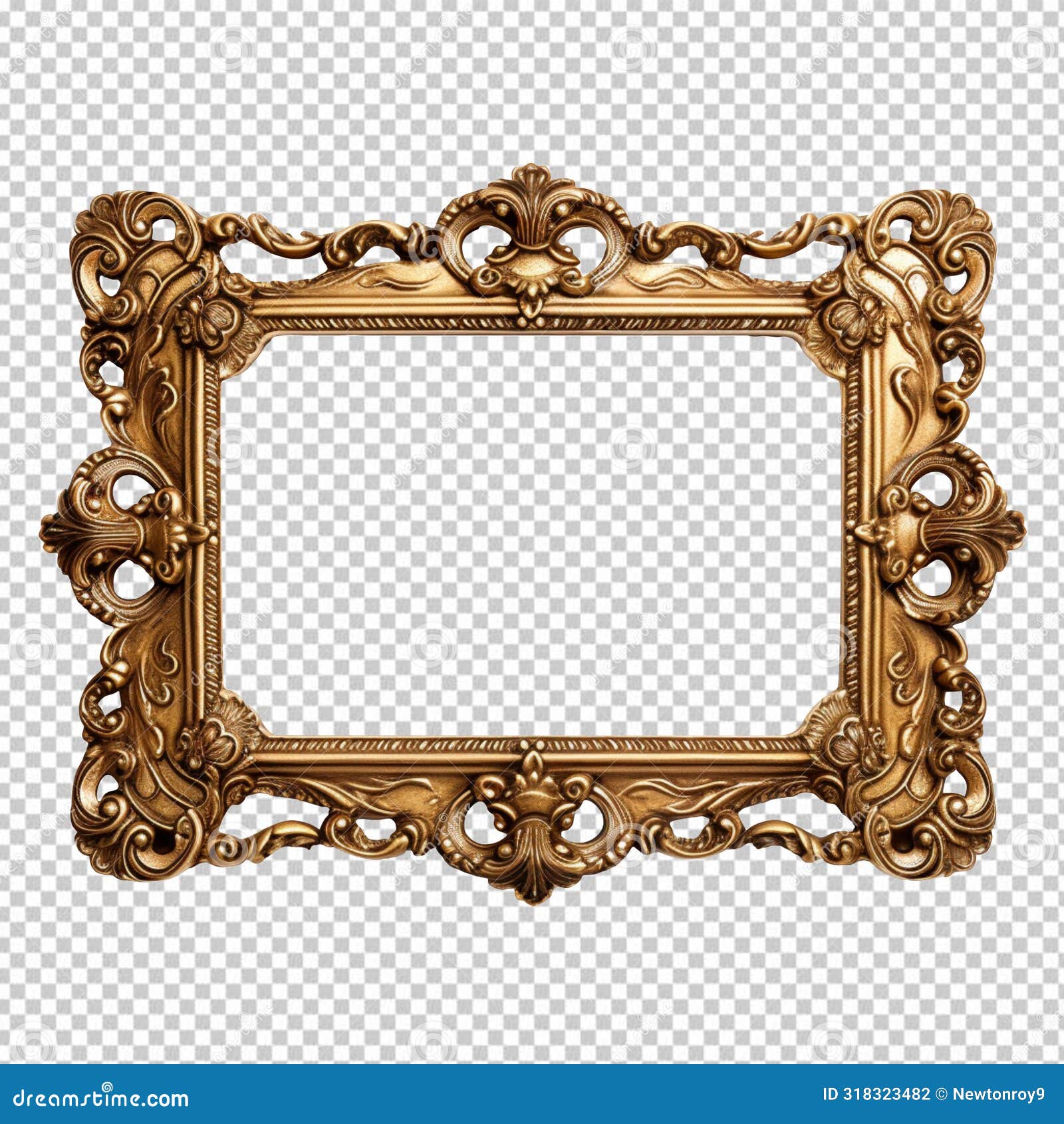 Antique Carved Gilded Frame Isolated on Transparent Background Stock ...