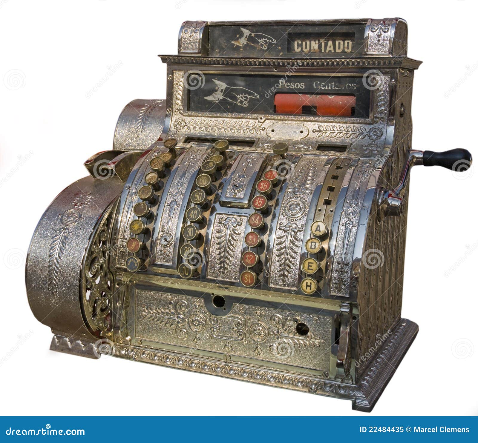 An Antique Cash Register Isolated on White. Stock Image - Image of ...