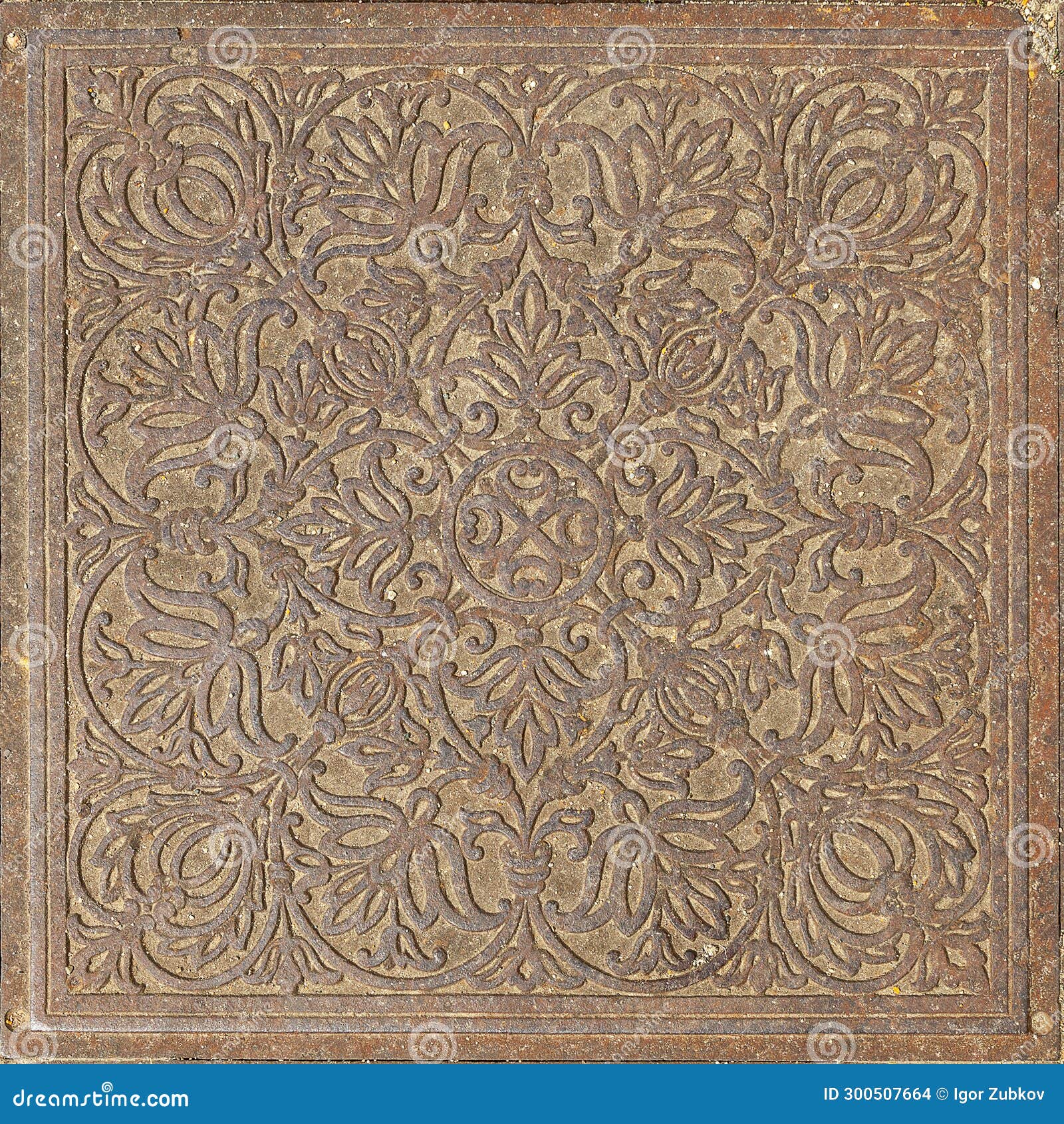 Antique Cast Iron Floor Tile with Floral Pattern Stock Photo - Image of ...