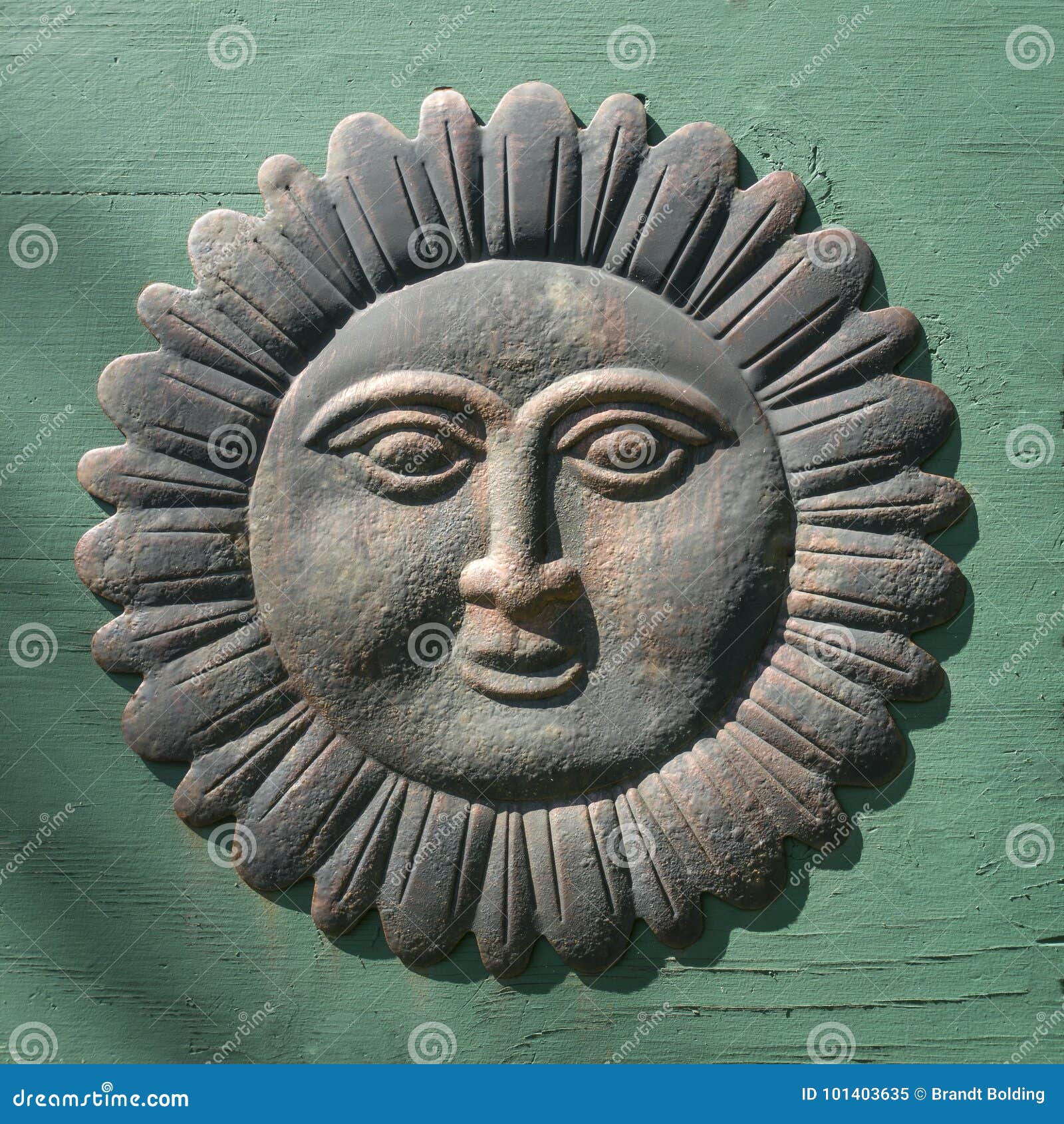 Antique Cast Iron Sun Face stock image. Image of symbol - 101403635