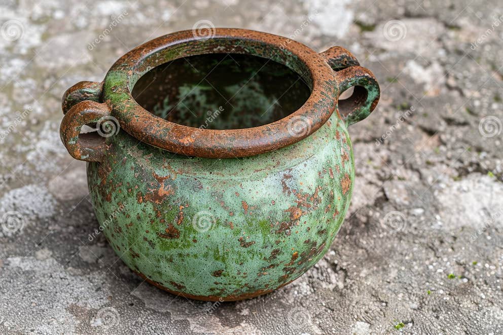 Antique Ceramic Pot with Rustic Patina Stock Illustration ...