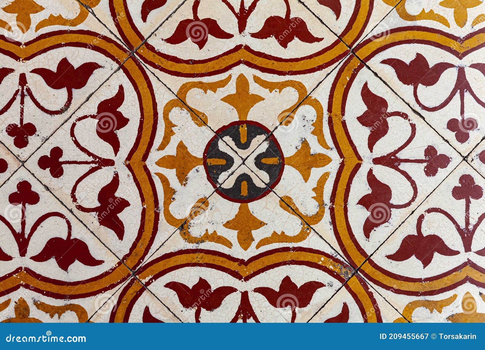 Antique Ceramic Tile Pattern Texture And Seamless Background Stock ...