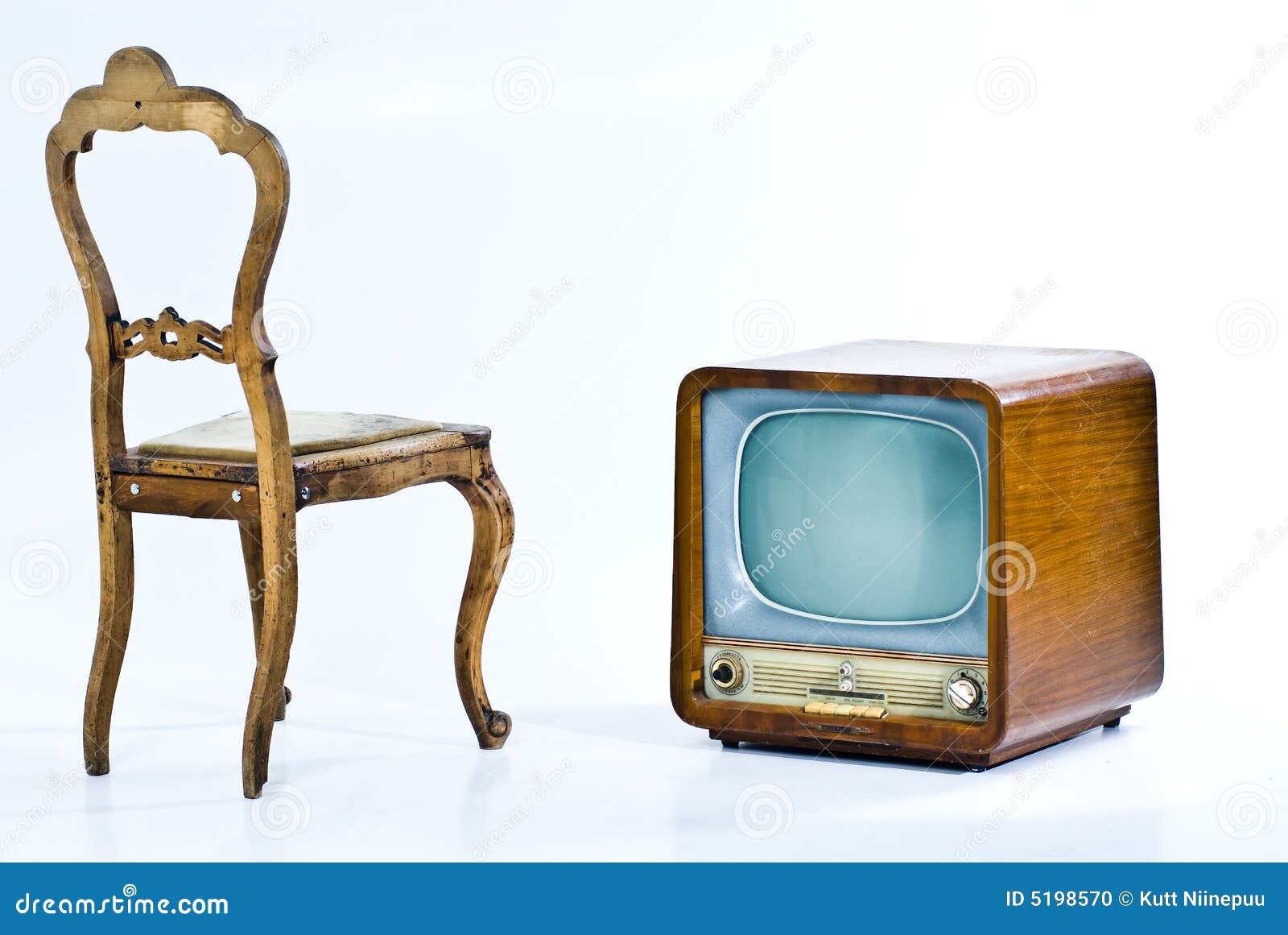 Antique Chair and Television Stock Photo - Image of furniture, wood ...