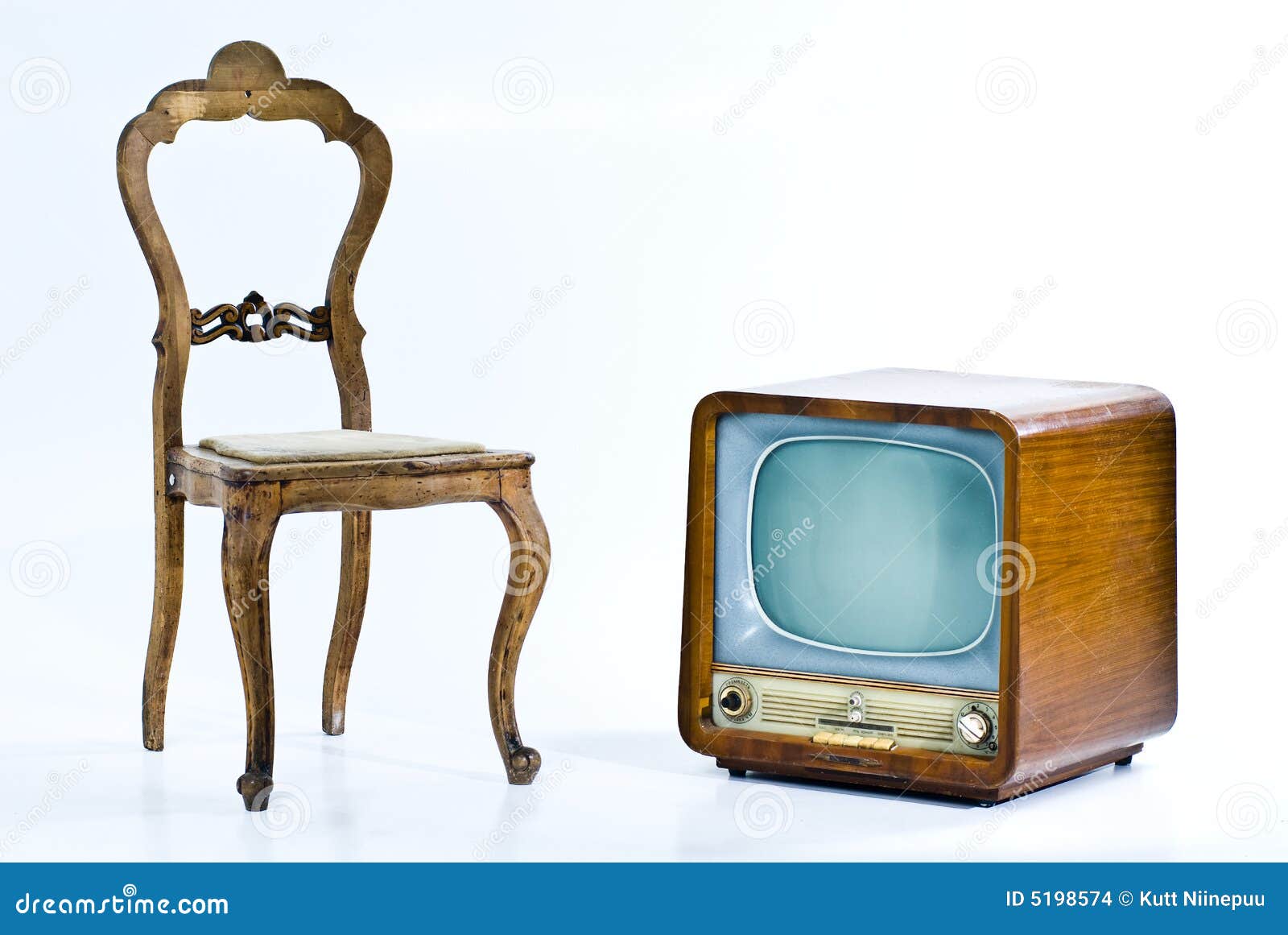 Antique Chair and Television Stock Photo - Image of electronic ...