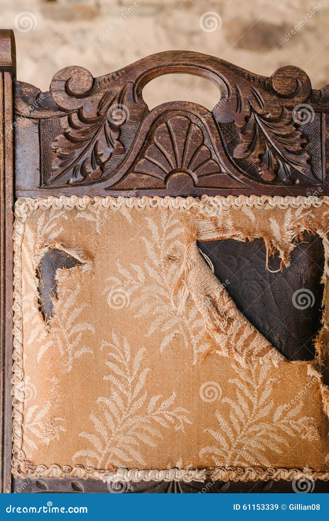 Antique Chair with Torn Upholstery Stock Image - Image of torn ...