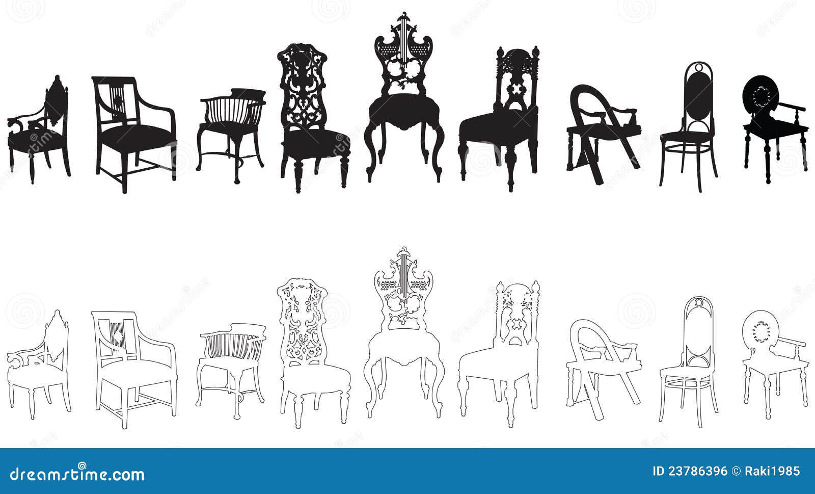 Antique chairs stock vector. Illustration of midmodern - 23786396