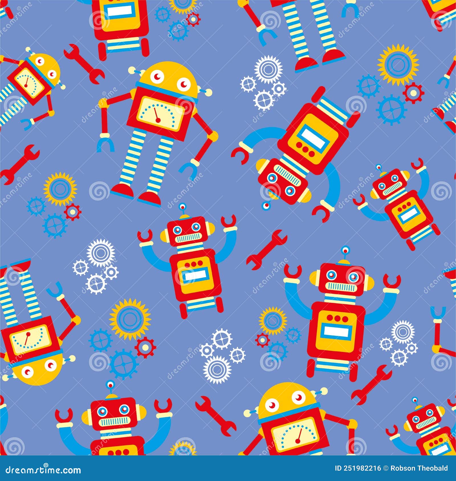 Antique Children`s Robots Pattern. Stock Illustration - Illustration of ...