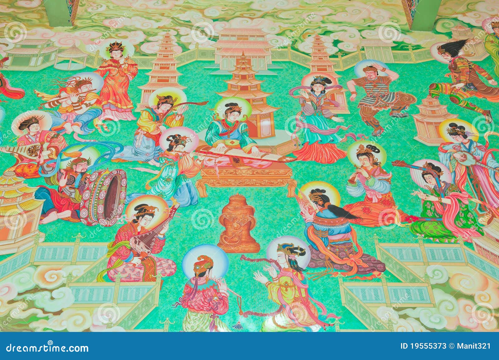 Antique Chinese mural. stock image. Image of china, chinese - 19555373