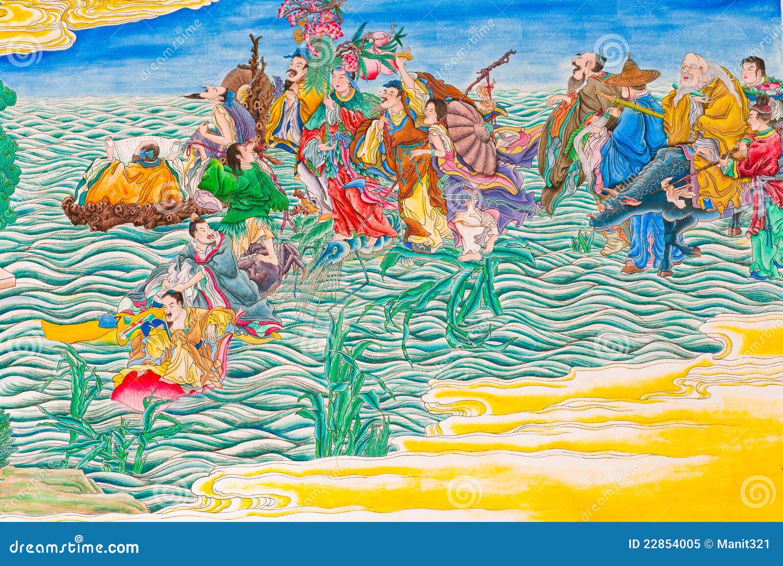 Antique Chinese mural. stock image. Image of green, culture - 22854005