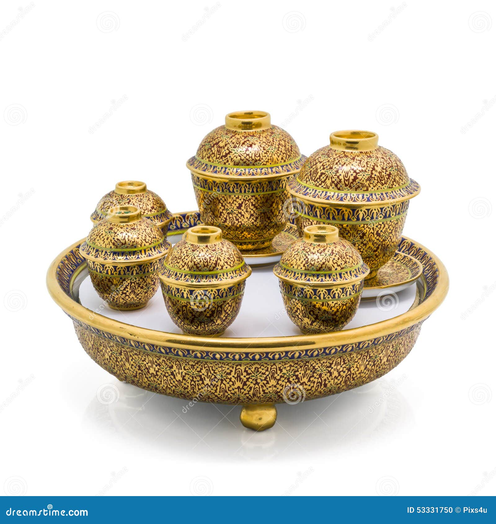 Antique Chinese Tea Bowl Set Stock Photo - Image of golden, herbal ...