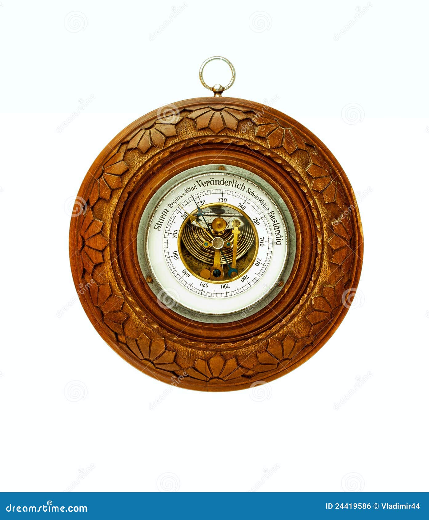 Antique Circular Barometer-isolated Stock Photo - Image of meteorology ...