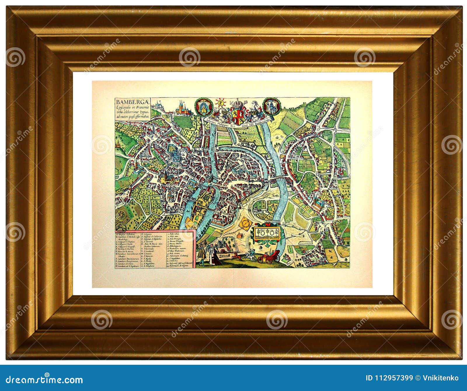 Antique City Map in the Frame Stock Image - Image of landscape, ancient ...