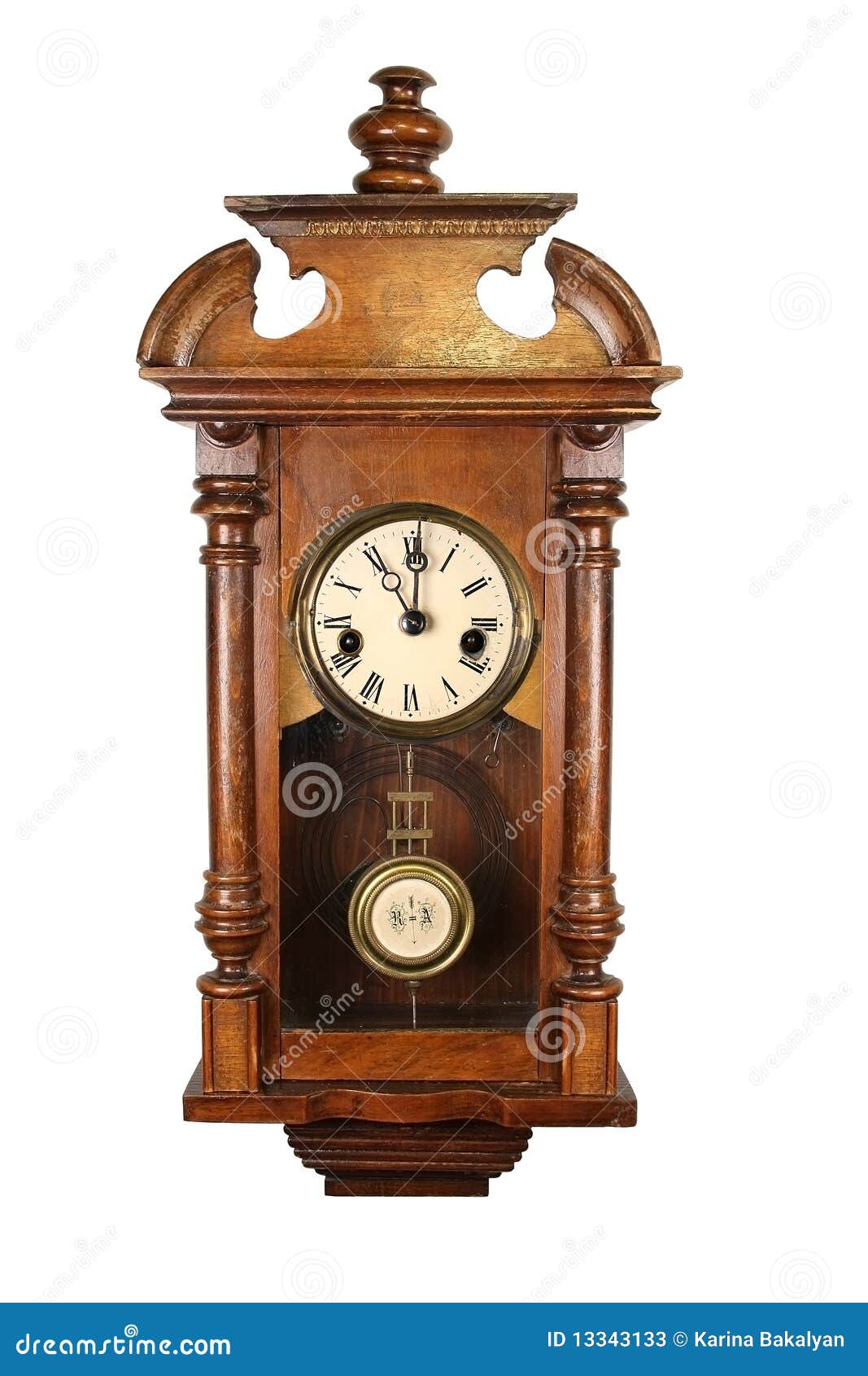Antique clock stock image. Image of flies, wooden, late - 13343133