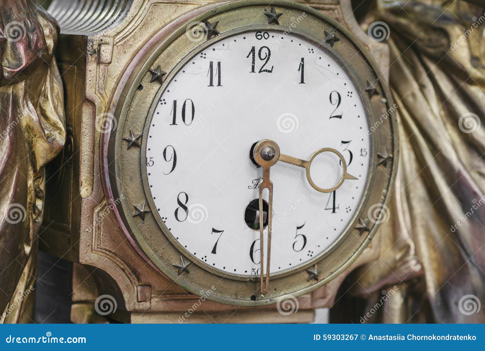Antique Clock with Arabian Numerals Stock Image - Image of letter ...