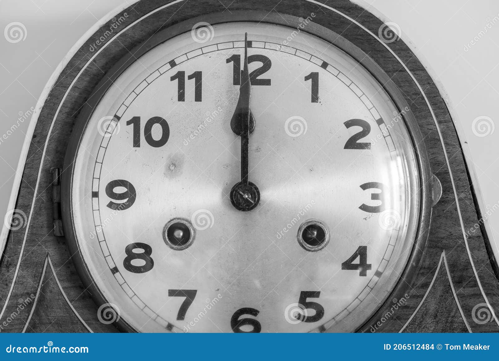 Antique clock stock photo. Image of ornamental, monochrome - 206512484